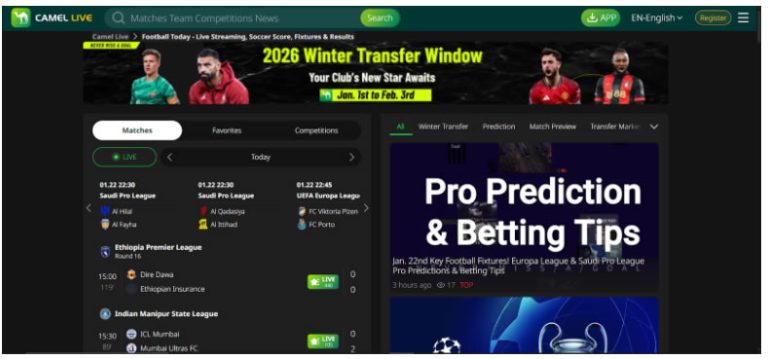 Camel Live Football Website for Live Matches, Analysis, and Latest News ...